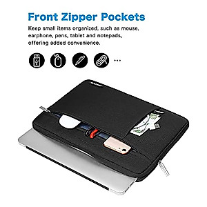MOSISO Laptop Sleeve Compatible with MacBook Air/Pro, 13-13.3 inch Notebook, Compatible with MacBook Pro 14 inch 2023-2021 A2779 M2 A2442 M1, Polyester Bag with Front Horizontal&Vertical Pockets,Black