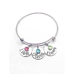 Kids Names Bangle - Mothers Day Gift-Customized-Name Bangle Bracelet With Names Of Choice-Customized-charms- gift for mom- grandma- godmother