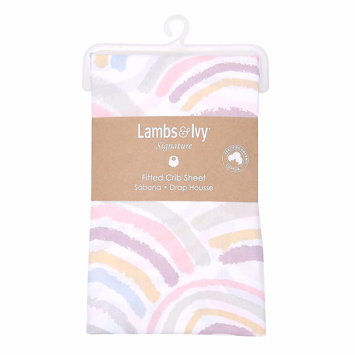 Lambs & Ivy Signature Rainbow 100% Organic Cotton Breathable Fitted Crib Sheet