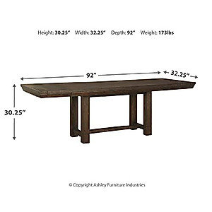Signature Design by Ashley Dellbeck Casual Rectangular Dining Extension Table, Seats up to 8, Dark Brown