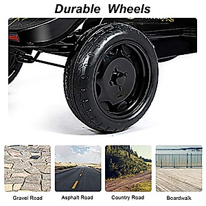 Costzon Kids Pedal Go Kart, Pedal Powered Ride on Car Toy, Children's 4 Wheels Riding Car w/Adjustable Seat, Foot Pedal, for Boys & Girls Age 3 to 8 Years Old, Indoor & Outdoor (Carbon Black Turbine)