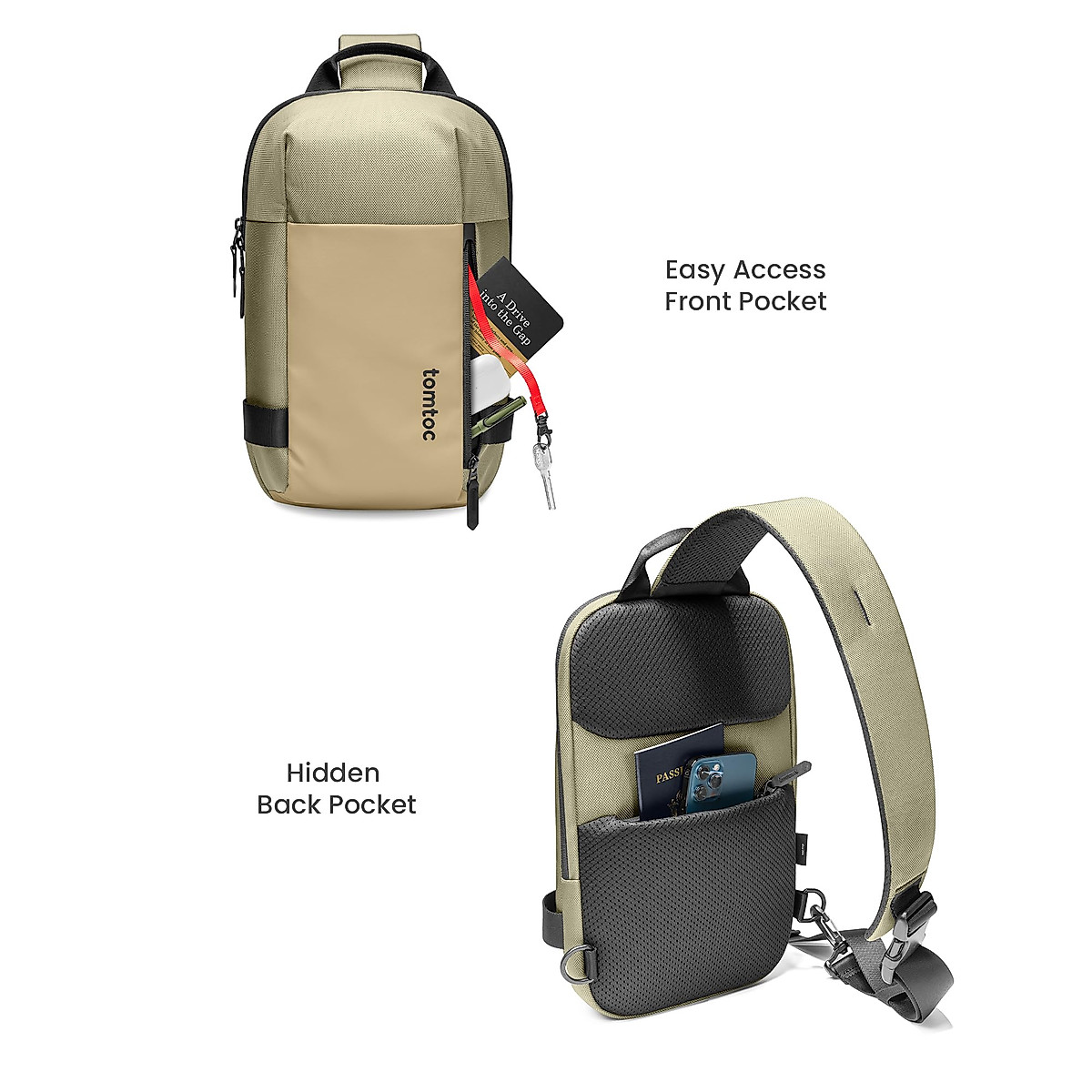 tomtoc Compact EDC Sling Bag, Chest Shoulder Crossbody Bag for 11 inch 2025 iPad A16, iPad Air M3&M2, iPad Pro M4, M2&M1, Nintendo Switch/OLED, Slim Lightweight Daypack for Daily Use - XS Size