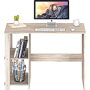 SHW Home Office Computer Desk with Shelves, Maple