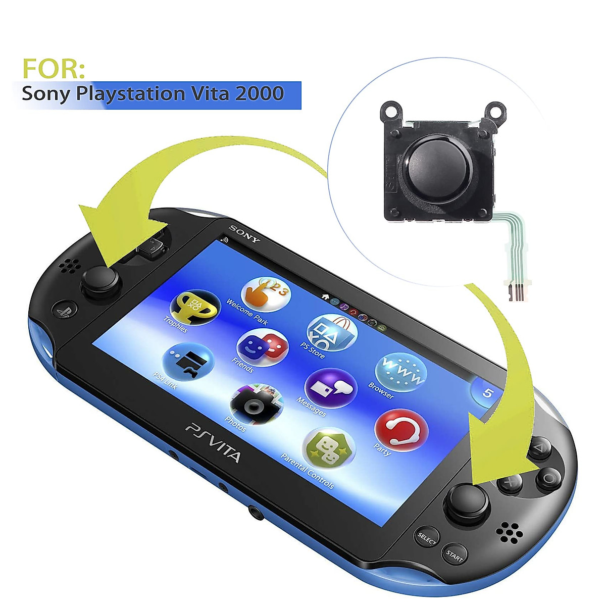 CHENLAN Joystick Button 3D Rocker Analog ThumbStick Replacement for Sony PSV 2000 PS Vita 2000 2001 Black
