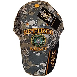 Retired Army Camo w/ Seal Embroidered Baseball Cap Hat USA US Military Licensed