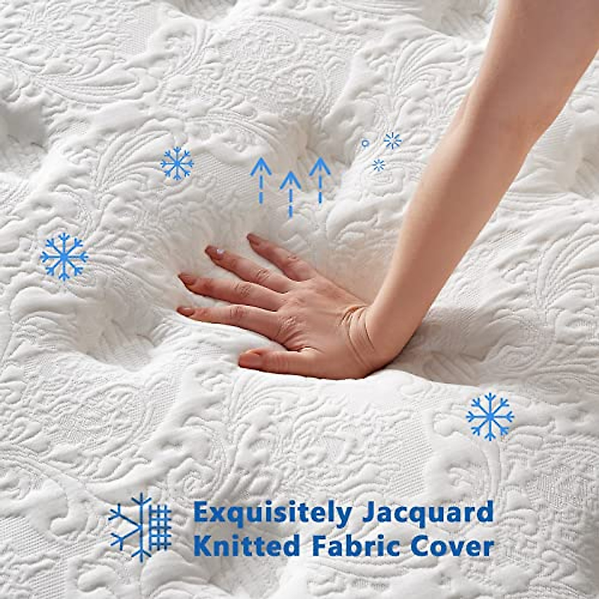 Suiforlun King Mattress 12 Inch, Pillow Top Cool Gel Memory Foam Hybrid Mattress with Luxury 7 Layers, 3 Zone Encased Coils Innerspring for Back Pain Relief, Medium Firm, 120 Nights Trial