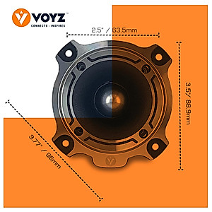 VOYZ 500W Super Tweeter 3.5” Super Horn 2.2KHz - 19KHz | 1” Diaphragm | 4Ω | Heavy Duty Bullet Design | Chrome Finish, Crossover Capacitor | 1 Pair | VZ-D39ST