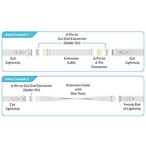 Litcessory 6-Pin to Cut-End Connector for Philips Hue Lightstrip Plus (Solder-On) (10 Pack, White - Standard 6-PIN V3)