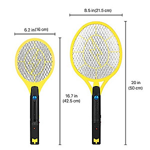 Flexzion Electric Mosquito Zapper Racket 17" Electric Rechargeable Bug Swatter USB Charging, for Bedroom Patio Bites Yard Boat Camping Car Decks Indoor Outdoor - Yellow