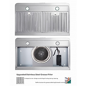 EVERKITCH Range Hood 30inch Under Cabinet, 450CFM Kitchen Vent Hood with Permanent Stainless Steel Filters