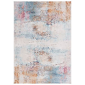Safavieh Phoenix Collection 8' x 10' Aqua/Gold Rose PHX506J Modern Contemporary Abstract Non-Shedding Area Rug