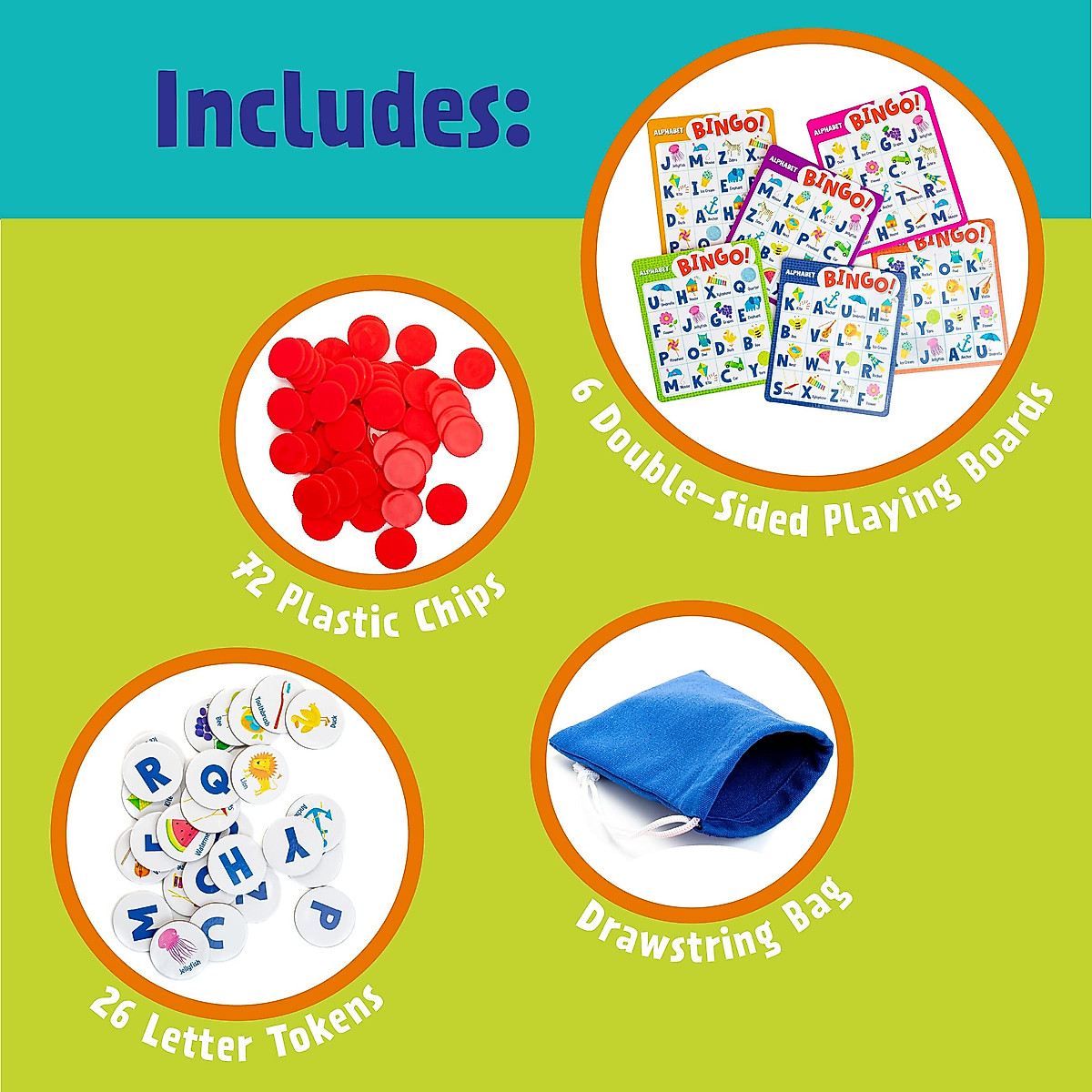 Peaceable Kingdom Alphabet Bingo and Alphabet Go Fish Educational Games for Kids