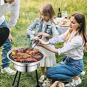 Panghuhu88 Korean BBQ Grill,Portable Household Charcoal Barbecue Grill, Non-stick Round Carbon Barbecue Grill with Insulation Pad Camping Grill Stove for Outdoor and Picnic