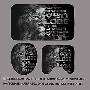 Dia Magico 4PCS Lion Shower Curtain Set, Inspirational Quotes Majestic Lion King African Wildlife Safari Wild Animal Cool Men Bathroom Decor, Waterproof Fabric Black Shower Curtain, Non-Slip Bath Mat