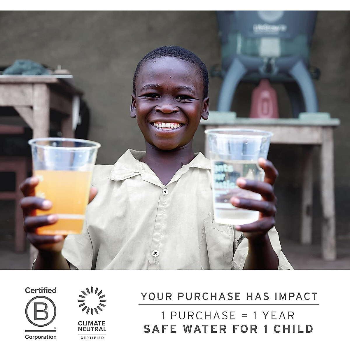 LifeStraw Peak Series Water Filter - 1L, Dark Mountain Gray, Protects Against Bacteria and Parasites, Ultra-Compact and Versatile