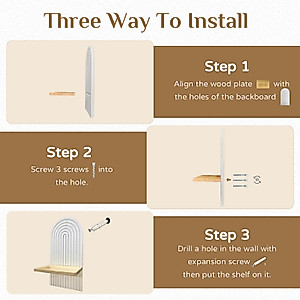 Walasis Boho Shelf Wall Decor - Bohemian Floating Shelves for Nursery Bedroom Living Room Aesthetic Hanging Shelf Modern Rainbow Wall Candle Holder (White)