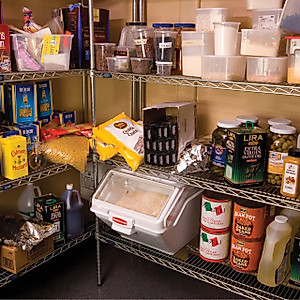 Rubbermaid Commercial Products ProSave Shelf Food Ingredient Bin with Scoop, 200-Cup, White, Kitchen Food Storage Sugar/Grains/Rice/Baking Supplies