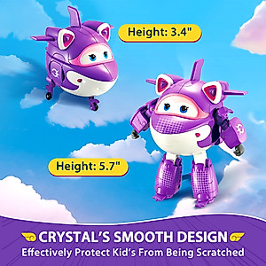 Super Wings - 5'' Transforming Supercharged Crystal Airplane Toys Action Figure | Season 4 | Airplane to Robot | Birthday Gift for 3 4 5 year old Boys and Girls | Toy Plane Vehicle for Kids, Blue