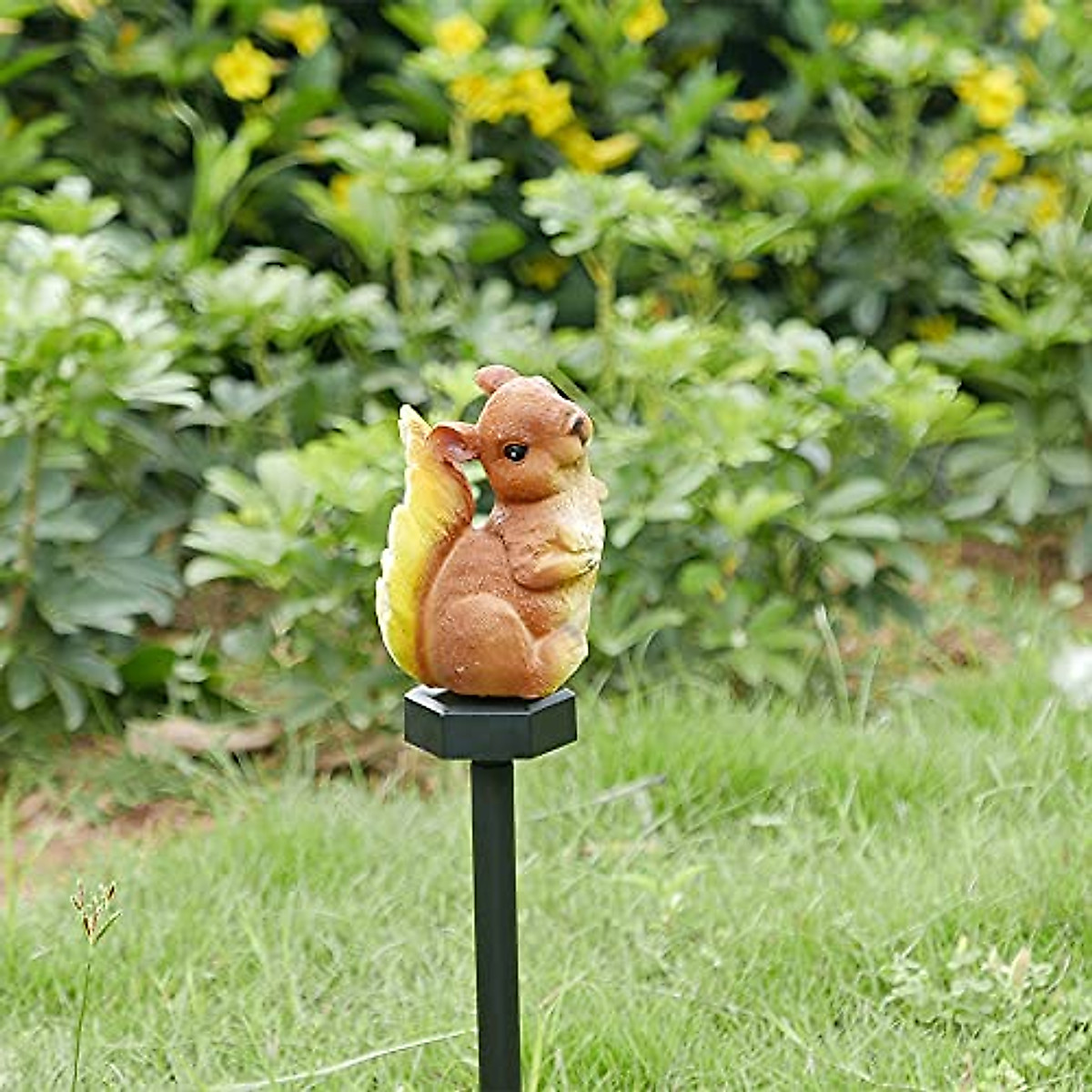 Juliahestia Squirrel Garden Decor Solar Lights Outdoor Stakes Decorative Statue Patio Yard Lawn Porch Housewarming Cute Animal Figurines Ornaments Pathway Resin Waterproof
