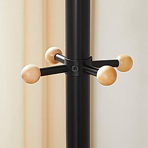 SONGMICS Coat Rack, Freestanding Metal Coat Tree, 11 Hooks with Ball Ends, for Entryway, Bedroom, Living Room, Black URCR028B01