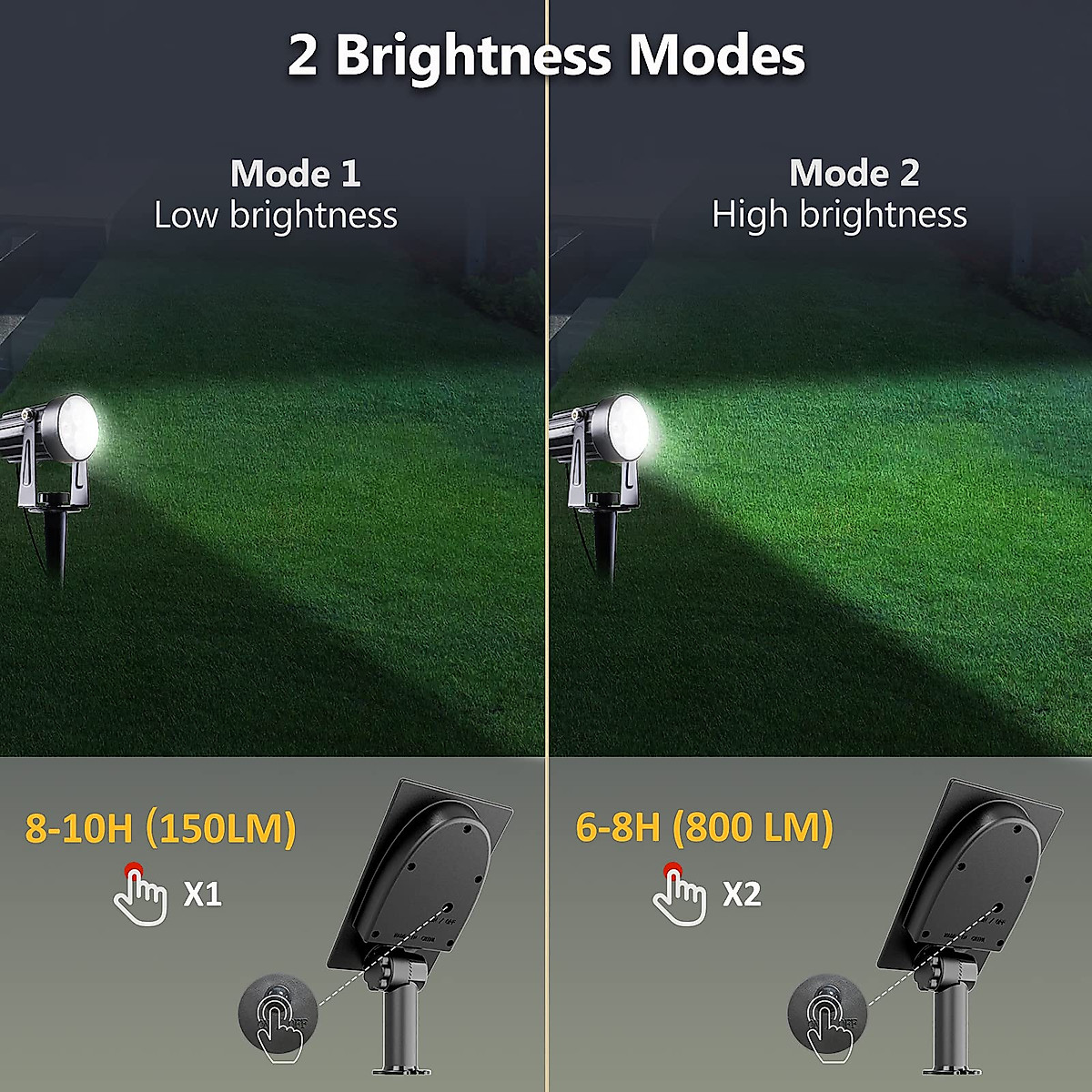 T-SUN Solar Landscape Spotlights Outdoor, Solar Powered Garden Spot Lights IP65 Waterproof Auto ON/Off Wall Lights for Lawn, Patio,Pool Area,Yard (6000K) (4 in-1)