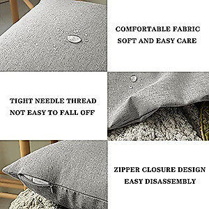 ALLAMRCU Set of 4 Decorative Outdoor Throw Pillow Covers,Patio Balcony Waterproof 18 x 18 Inches Square Pillow Cases,PU Coating Pillow Shell for Home,Garden,Cushion,Couch, Bed,Sofa (Grey, 18x18)