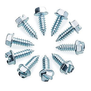 Au-ve-co 1000 Bulk Zinc Plated License Plate TAG Screws Hex Head Car Dealer Lot Self