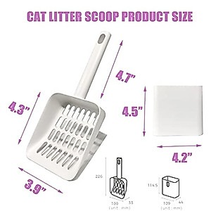 KYHSOM Cat Litter Scooper, Storable Cat Litter Scoop with Handle, Easy Sifting and Clean, Plastic Cat Litter Scoop for All Kinds of Cat Litter Box (White)