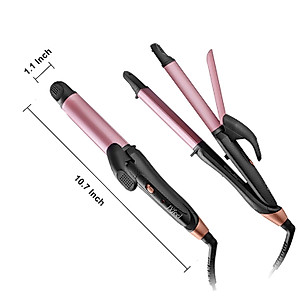 2 in 1 Travel Curling Flat Iron Dual Voltage Mini Hair Straightener and Curler with 1 Inch Rose Gold Ceramic PTC Plate (Gold)