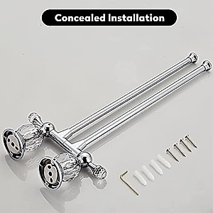 WINCASE Crystal Towel Bar, Chrome Swivel Towel Rack 2 Arms for Bathroom, Silver Swing Hanger Towel Holder Space Saving Wall Mount