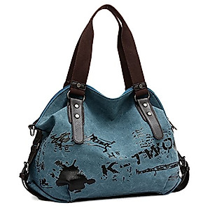 Women Canvas Handbag Shoulder Bag Casual Vintage Hobo Top Handle Tote Crossbody Shopping Bags (Brown)