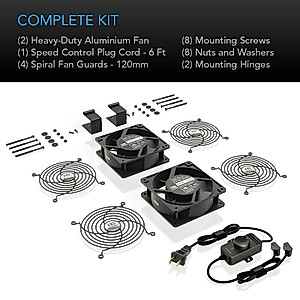 AC Infinity AXIAL S1238D, Dual 120mm Muffin Fan with Speed Controller, UL-Certified for Doorway, Room to Room, Wood Stove, Fireplace, Circulation Projects