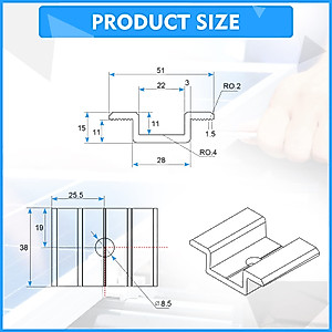 Zhengmy 12 Pack Solar Panel Mid Clamps 1.06 Inch Solar Panel Bracket Aluminium Mounting Accessories Aluminum Solar Mid Clamp for Solar Panel Mounting Solar Panel Mid Clamp