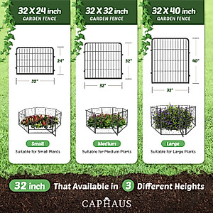 CAPHAUS Decorative Garden Fence, 24 Inch x 21 FT Heavy Duty Iron Fencing Landscape Patio Flower Bed Animal Barrier Border Edging Section, Panel Decor, Folding Wire Fence for Yard for Dog Outdoor