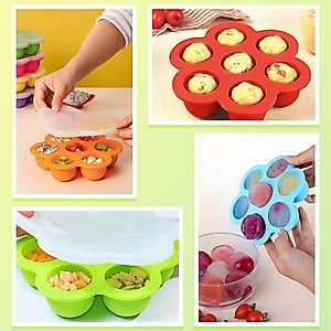 DragonflyDreams 4 Pack Silicone Egg Bites Molds, Air Fryer Egg Mold, Reusable Egg Bites Pan with Lid-Alternative to Sous Vide Egg Bite Maker for 5,6,8qt Pressure-Cooker-Accessories