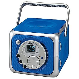 Jensen CD-555 Blue CD Bluetooth Boombox Portable Bluetooth Music System with CD Player +CD-R/RW & FM Radio with Aux-in & Headphone Jack Line-in - Limited Edition- Blue
