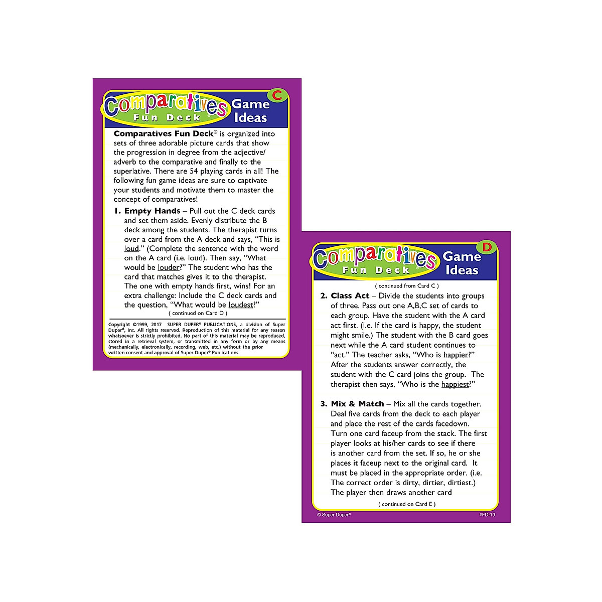 Super Duper Publications | Comparatives Fun Deck Flash Cards | Educational Learning Resource for Children