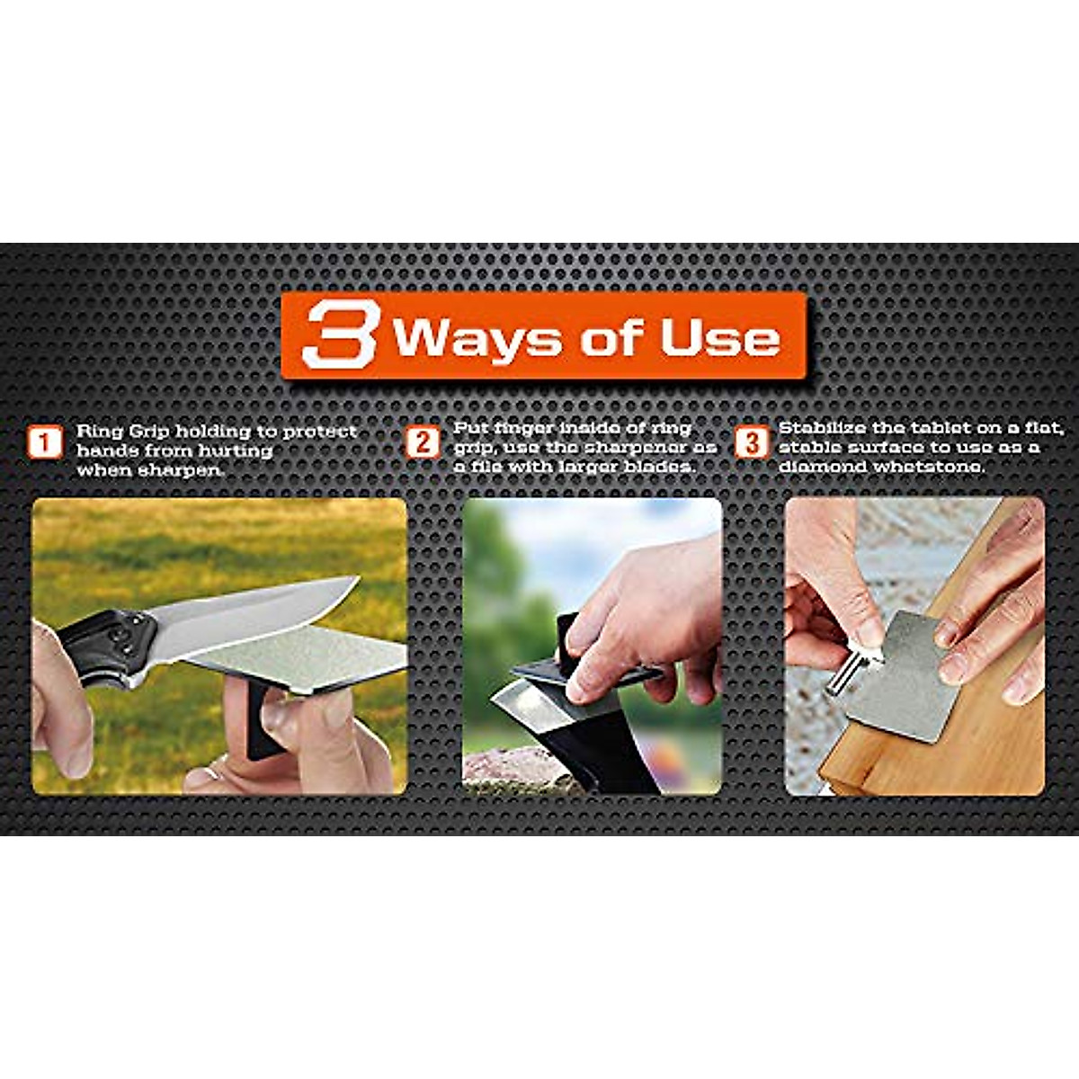 SHARPAL 116N Pocket Diamond Sharpening Card Stone (Coarse 325/Fine 600/Extra Fine1200) Kit Garden Tool File Survival Knife Sharpener