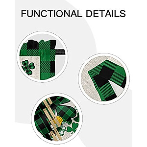 LBDEKOR Sheer Curtains 54 Inch Length, Farm Truck Curtain Sheers Kitchen Curtains Cafe Curtains for Bedroom Living Room Voile Windows Curtain Rod Pocket 2 Panels St. Patricks Clover Green Plaid