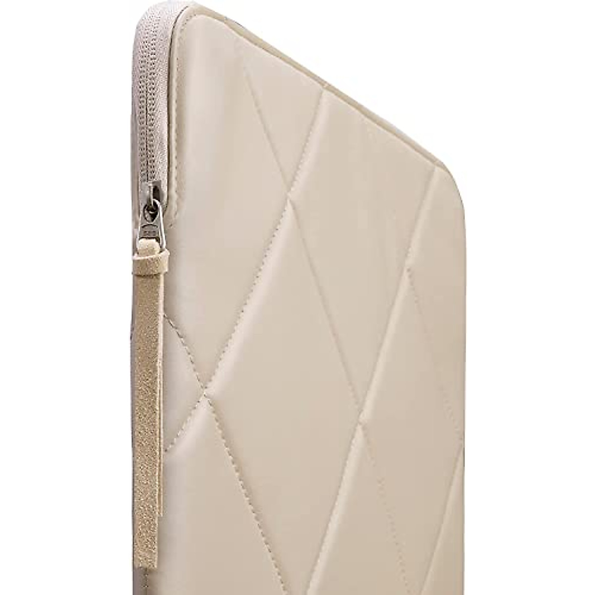 Comfyable Slim Cute Laptop Sleeve 13 Inch 14 Inch Compatible for MacBook Air M2 M1, MacBook Pro 13-14 Inch M2 M1 2023-2020, Quilted Faux Leather Laptop Computer Carrying Mac Case for Women, Beige