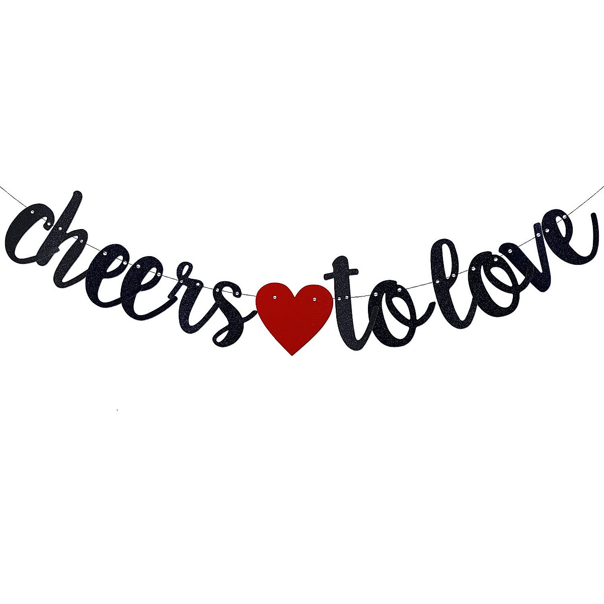 MJJLT Cheers To Love Banner Black for Anniversary, Wedding , Bachelorette ,Engagement Party Decorations Pre-Strung
