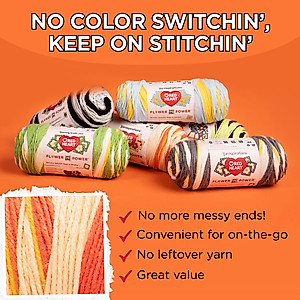 Red Heart All in ONE Flower Power Peony pop Yarn - 3 Pack of 8.8oz/250g - 100% Acrylic - #4 Worsted (Medium) - 440 Yards - Knitting/Crochet