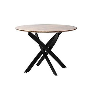 NIERN Round Dining Table with Chromed Legs,31.5 Inches Modern Kitchen Table for Kitchen Dining Room (Brown)