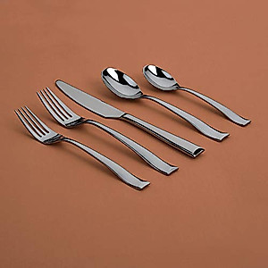 Gourmet Settings 20-Piece Silverware Soprano Collection Polished Stainless Steel Flatware Sets, Service for 4, Kitchen Cutlery Utensil Knife/Fork/Spoons, Dishwasher Safe