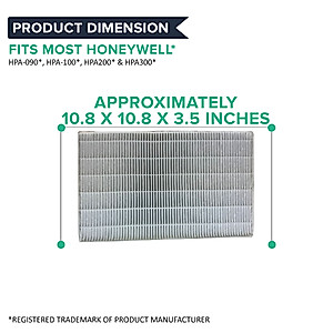 Think Crucial Replacements Air Purifier Filter Compatible with Honeywell Part # HRF-R2 & Model HPA090, HPA100, HPA200, HPA250, HPA300 (4 Pack)