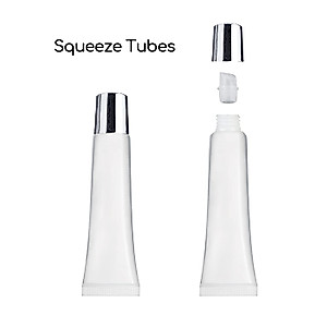 HiMo Empty Lip Gloss Tubes, 5 PACK 15ml Lip Balm Containers Mini Refillable Squeeze Tubes for Comestic Makeup and Travel Toiletries-Sliver