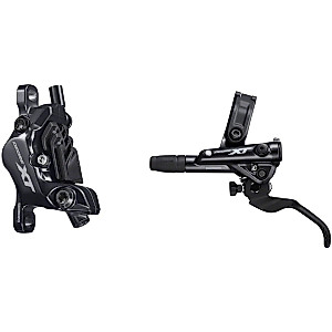 Shimano Deore XT BL-M8100/BR-M8120 Disc Brake and Lever - Front, Hydraulic, Post Mount, 4-Piston, Finned Metal Pads, Black