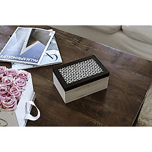 Bathroom Flushable Wipes Dispenser Decorative Wooden (MDF) Box Container to Conceal Diaper or Flushable Wipes 19cm x 12cm x 9cm Beige and Black