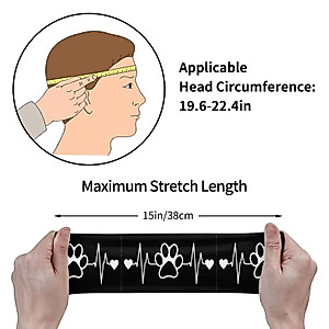 Jogging Headband Dog Paw Print Heartbeat Moisture Wicking Stretch Sweatbands