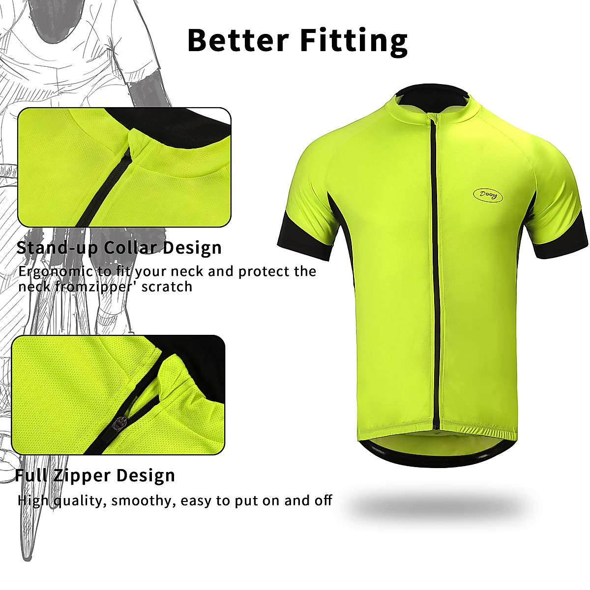 Cycling Jersey Mens Short Sleeve Bike Bicycle Shirts Biking Clothing Breathable Quick-Dry Shirt with Pockets（Yellow,3XL）